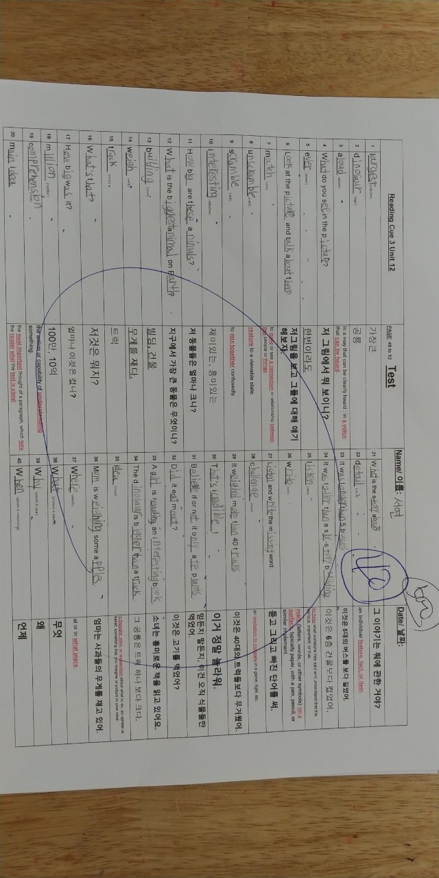 수요 그룹반 서연 지윤이 만점입니다 매일매일 매주 최선을 다해 준비하는 규칙적인 단어와 문장 학습은 우리 영어기본기를 다져