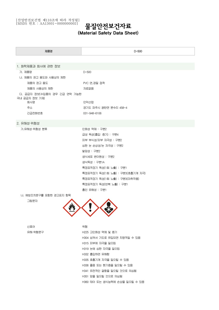 잠실진주 초록이노텍 MSDS | BAND